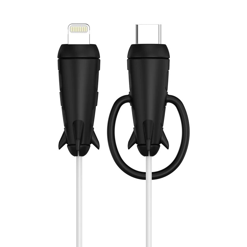 Чехол для кабеля с двойным Type-C разъемом для iPhone 18/20W, черный, 1 комплект, защита от изгиба