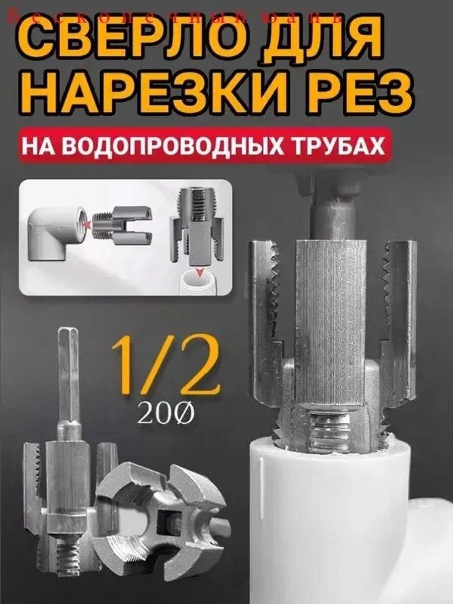 Набор плашек для нарезания резьбы на пластиковых и ПВХ трубах, желтый, Китай