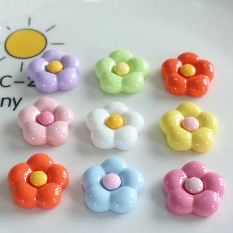 Миниатюрные кабошоны из смолы в виде цветов 10 шт. Random total 10pcs