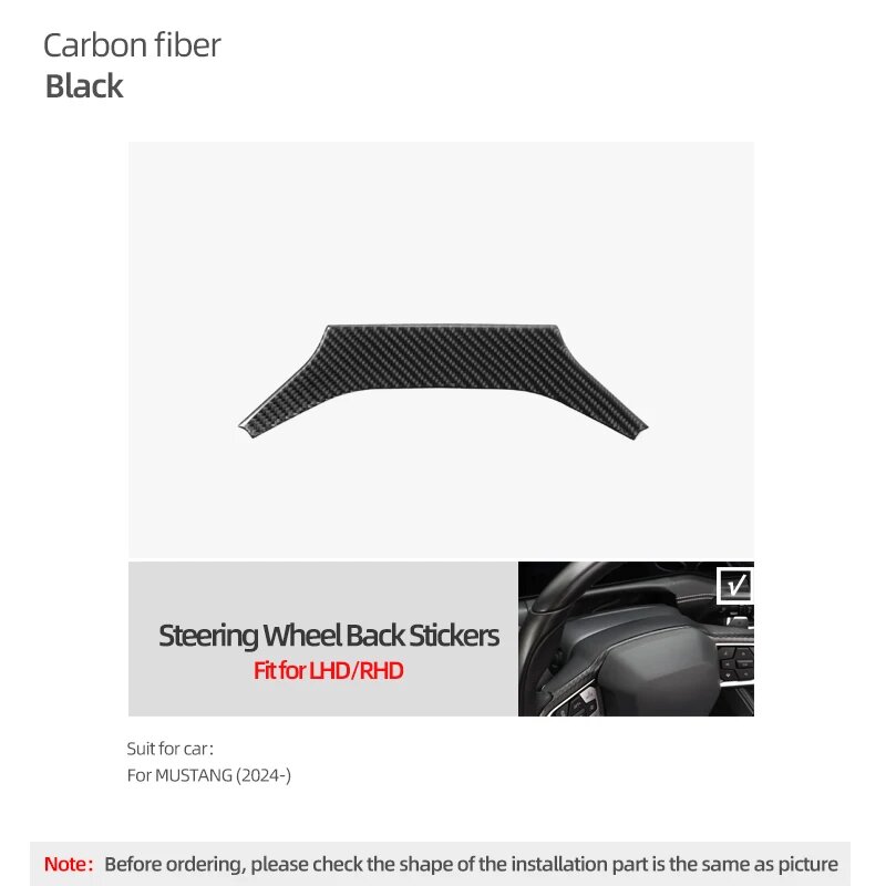Наклейки из настоящего карбона для отделки рулевого колеса Ford Mustang GT Carbon Fiber Black