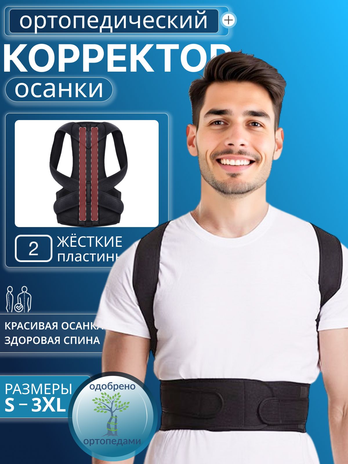 Корсет для осанки ортопедический корсет для коррекции плеч, поясницы поддерживающий, корректор осанки TLSO-360(A)