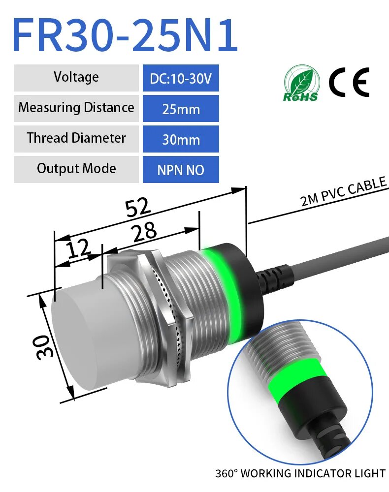 Датчики FR30-20N1 25MM DC 3-wireNPN NO