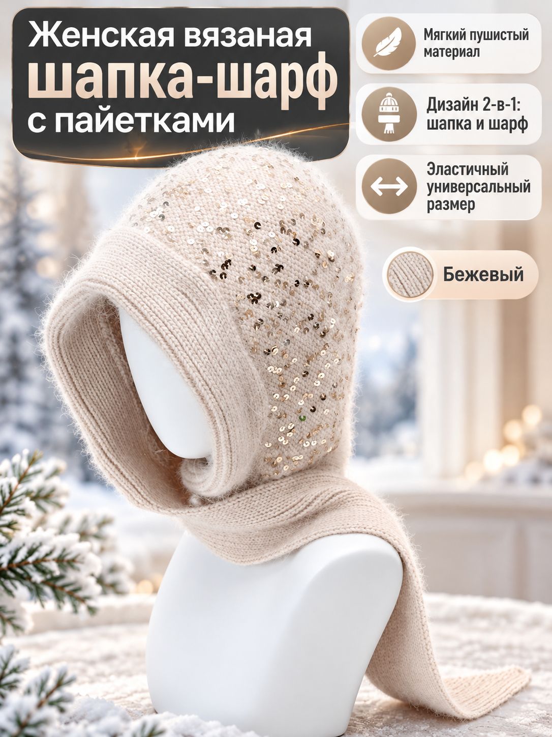 Капор  Осень-зима 2024 для женщин