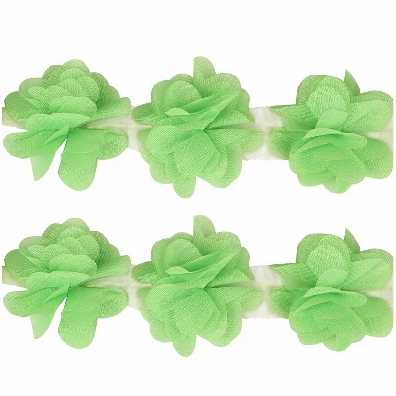 Кружево Beadia 3D цветы полиэстер/хлопок 5см Зеленый, Light Green