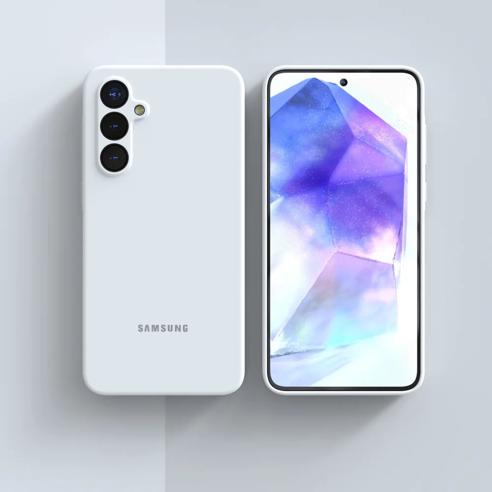 Оригинальный чехол для телефона Samsung Galaxy, жидкий силиконовый чехол, Белый, White, For A54