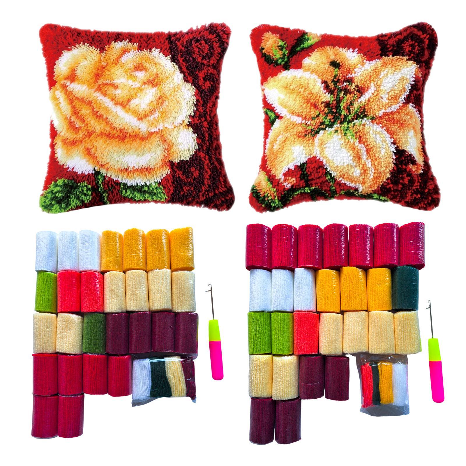 2 Pieces Latch Hook Kits DIY DIY Throw Pillow Cover for Home Decoration Baby Style A