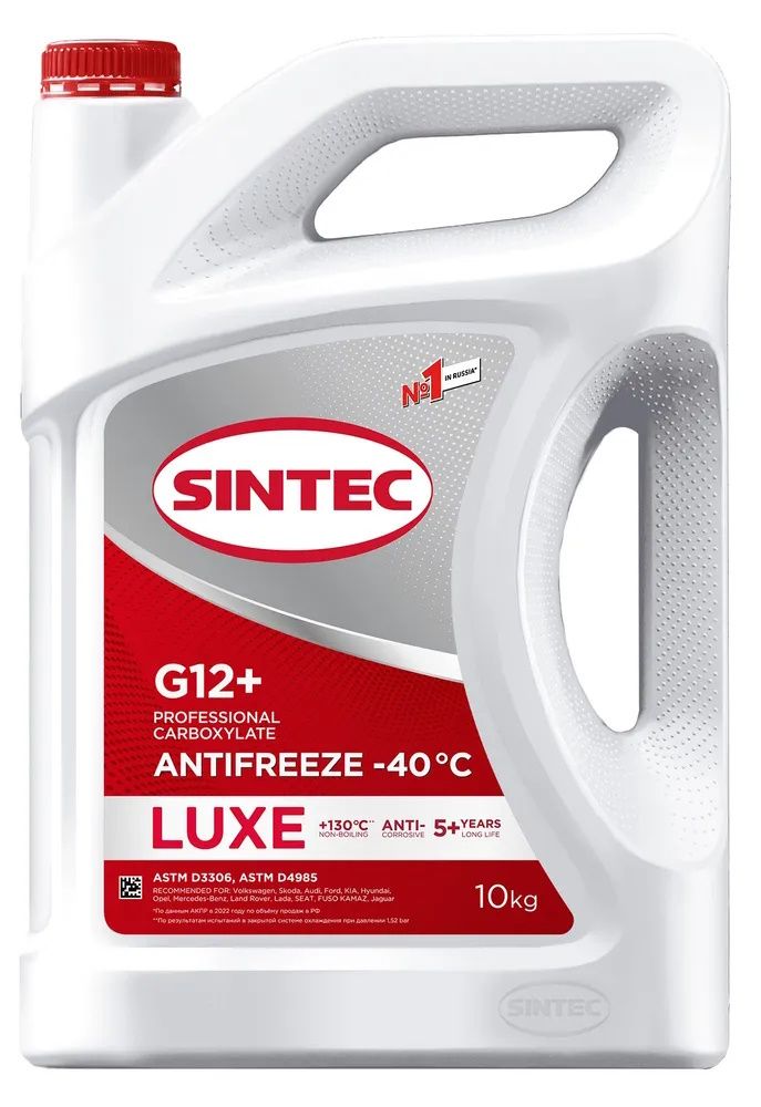 Антифриз Sintec Antifreeze Luxe G12+ красный -40 С 10 кг