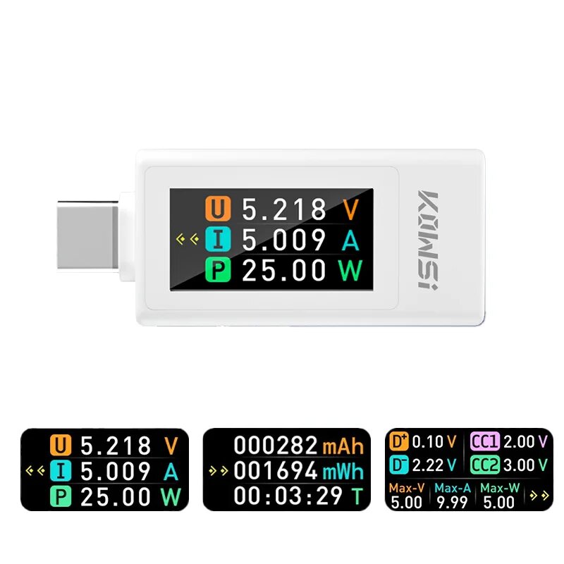 USB-тестер постоянного тока Type-C KWS-1902L 4-30В