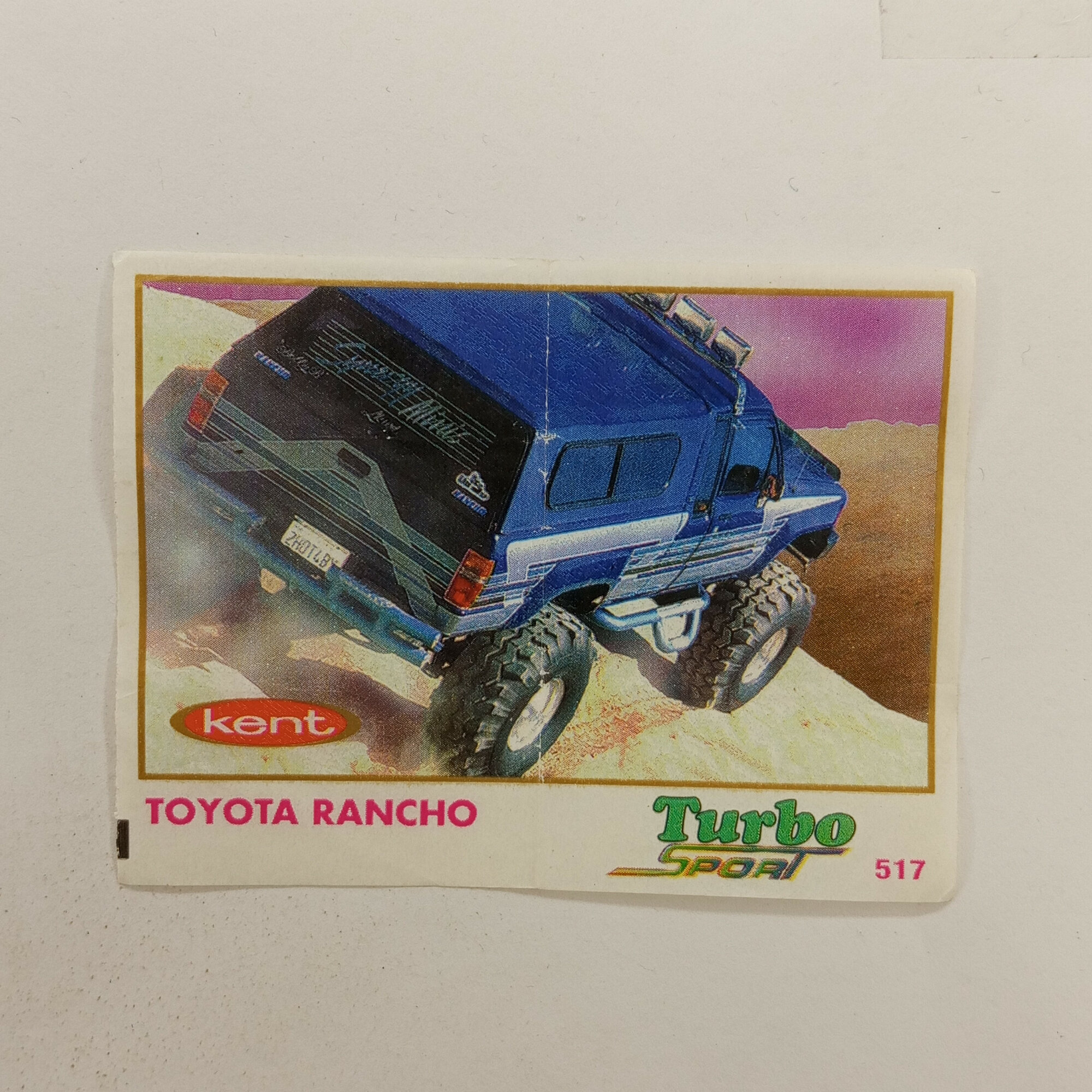 Вкладыш от жевательной резинки винтажный, СССР. Автомобиль Toyota Rancho Turbo Sport, номер 517