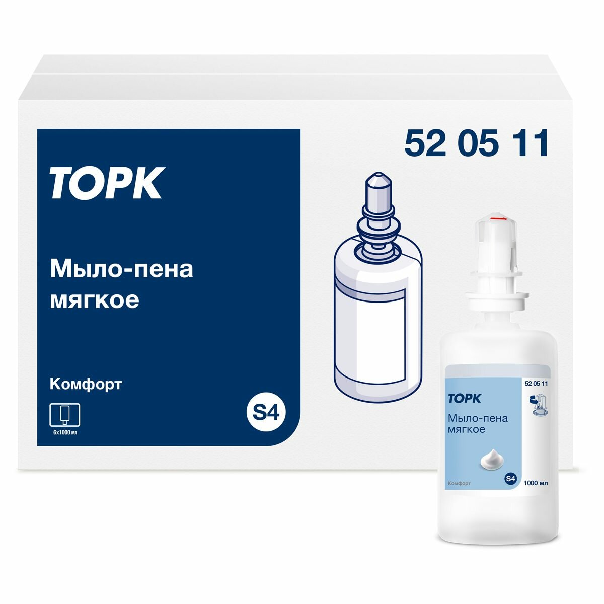 Картридж одноразовый с жидким мылом-пеной Торк S4 Advanced, 1л, мягкое (520511), 6шт.