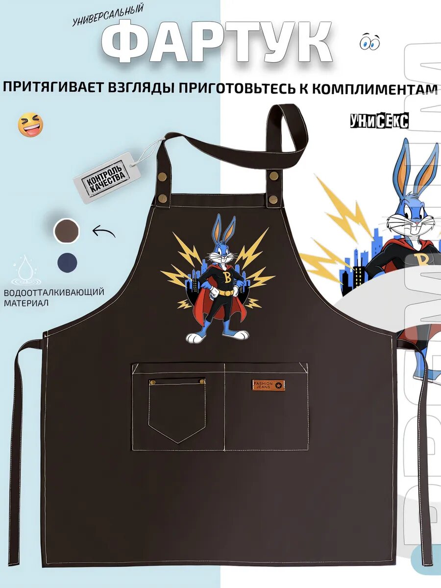 Фартук Багз Банни Bugs Bunny мультфильм супергерой кухонный с принтом универсальный