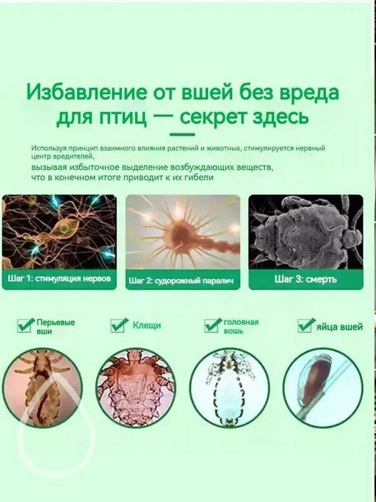 Противовирусный спрей для птиц, профилактика оспы и обработка ран у голубей