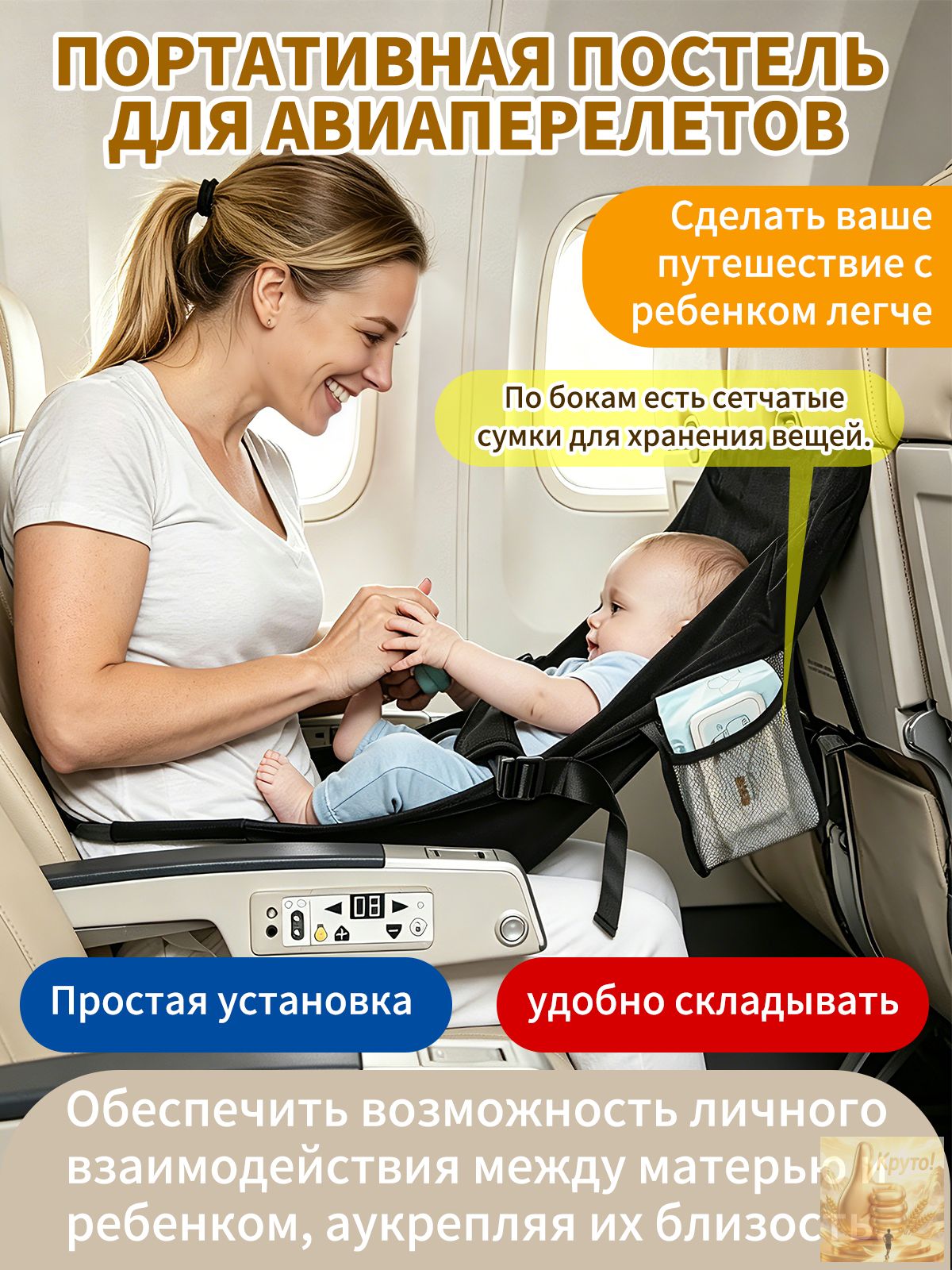 Детская переносная люлька-гамак для самолета, 1-12 месяцев ВСМ