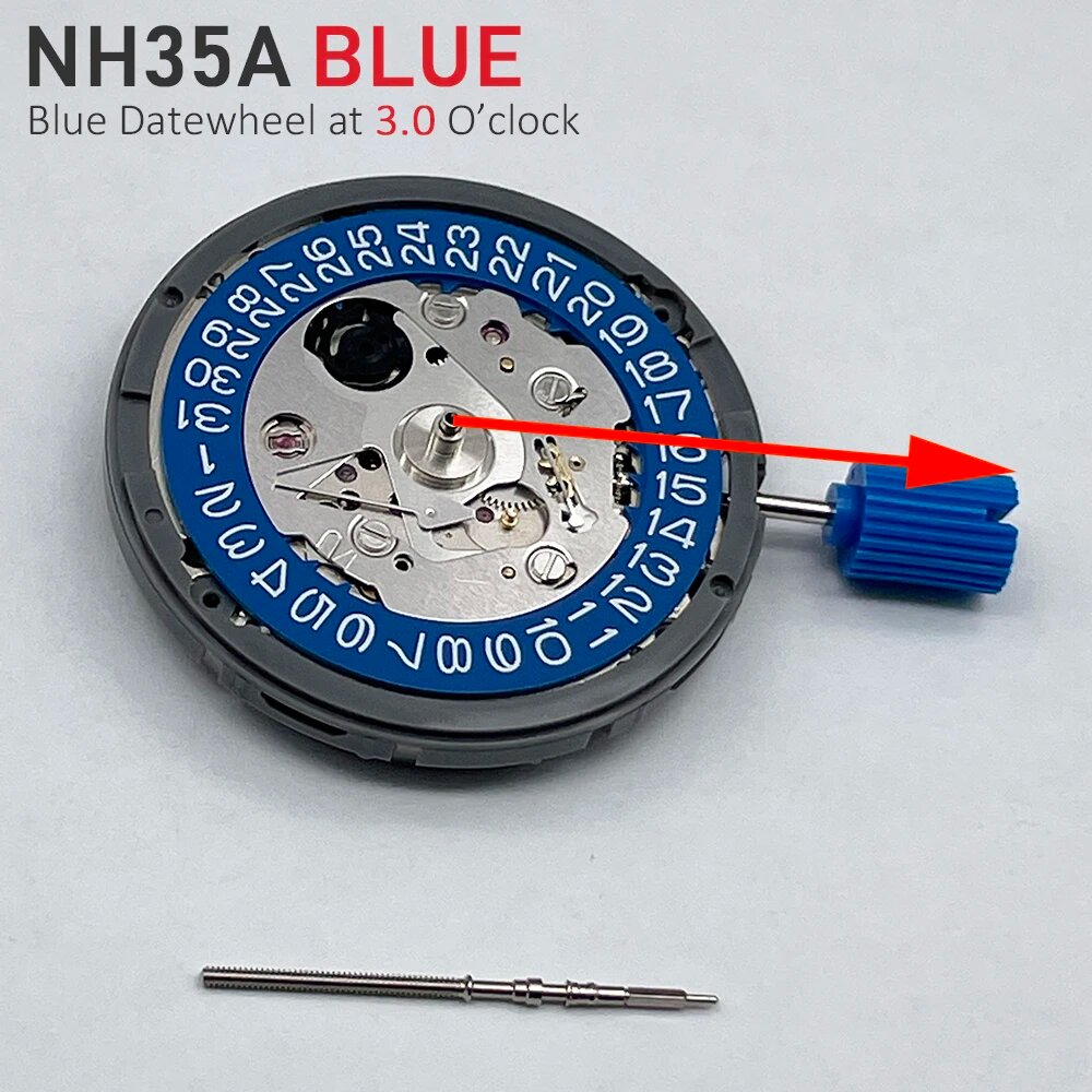 Механизм NH35A для часов синего/красного цвета Синий, NH35 Blue 3.0