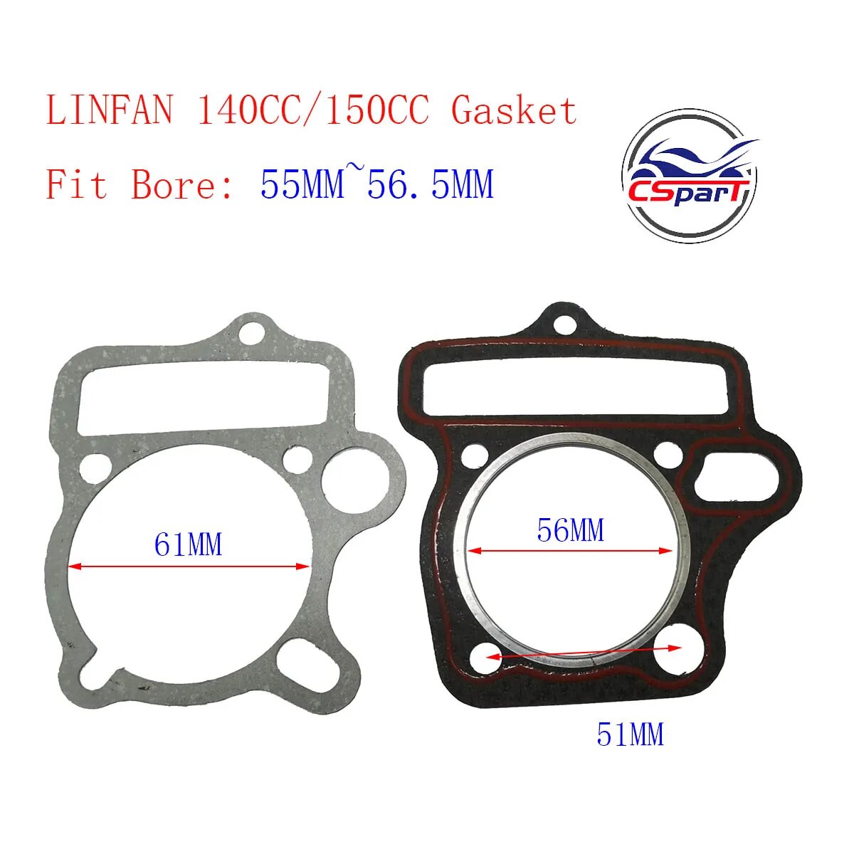 Комплект поршневых колец и прокладок LF140 55MM 15MM 1P55FMJ для Lifan 140CC, Kaya, Only Gasket