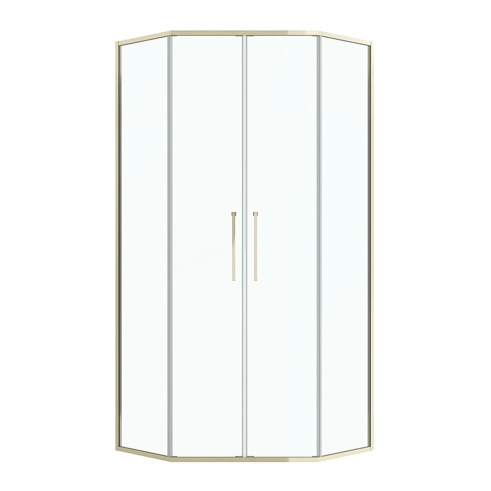 Душевое ограждение Niagara Nova NG-6438-100SG (100х100х195) трапеция, золото сатин, двери раздвижные, стекло прозрачное