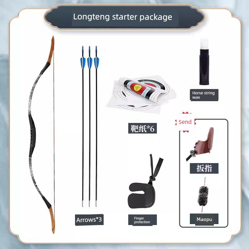Long Teng 40 фунт. Традиционный лук для стрельбы из лука, набор для начинающих на открытом воздухе, мощный комплект для