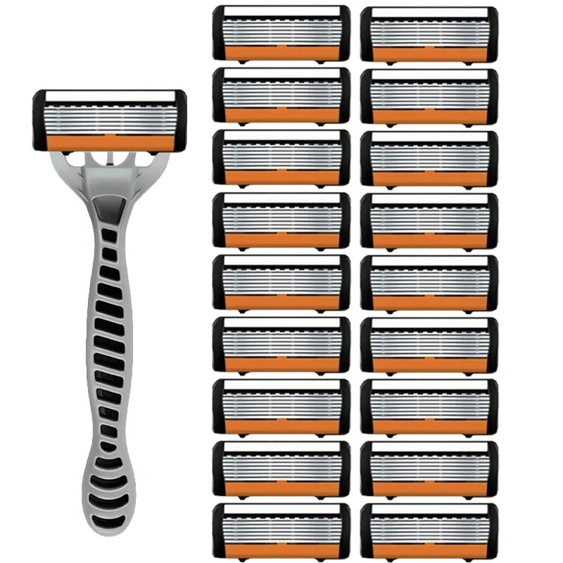 Мужская безопасная бритва из нержавеющей стали 1 holder 18 blades
