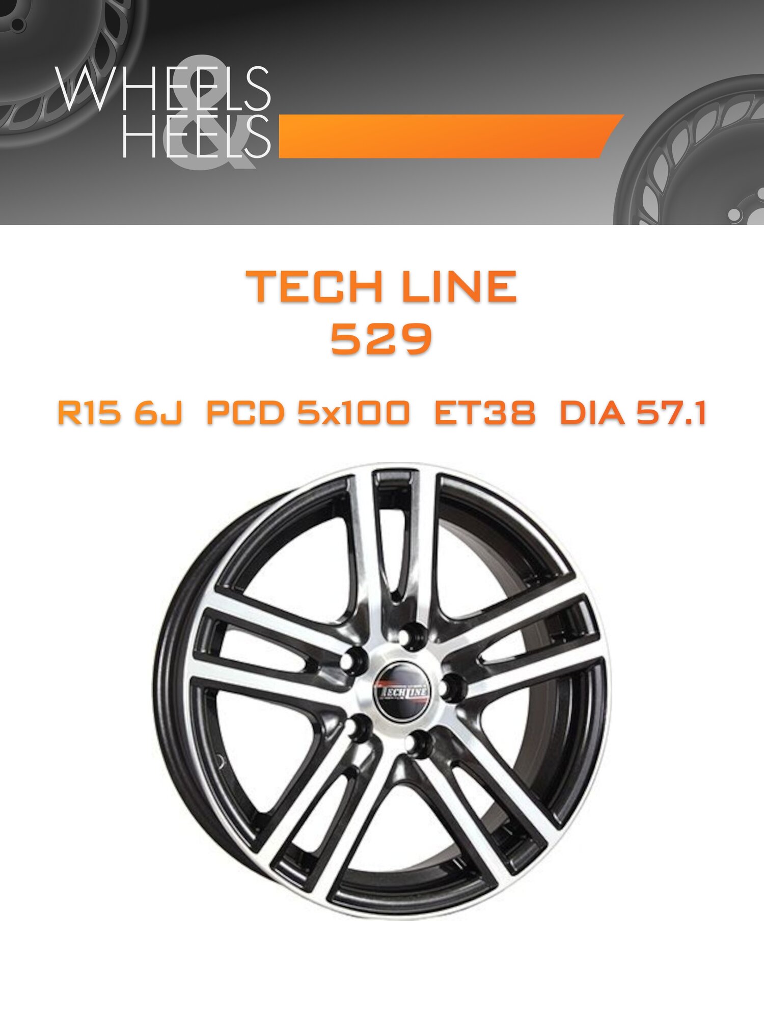 Диск автомобильный литой Tech Line 529 15x6 5x100 et38 dia57.1 BD