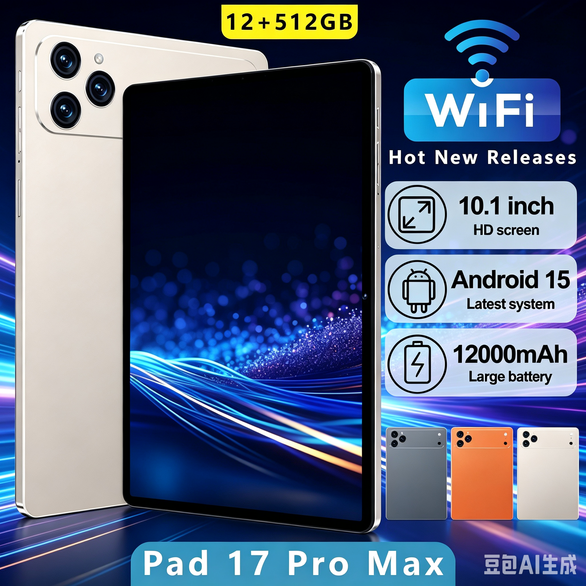 Планшет Pad 17 ProMax, Android, 12ГБ+512ГБ, 10,1", 13 млн пикселей