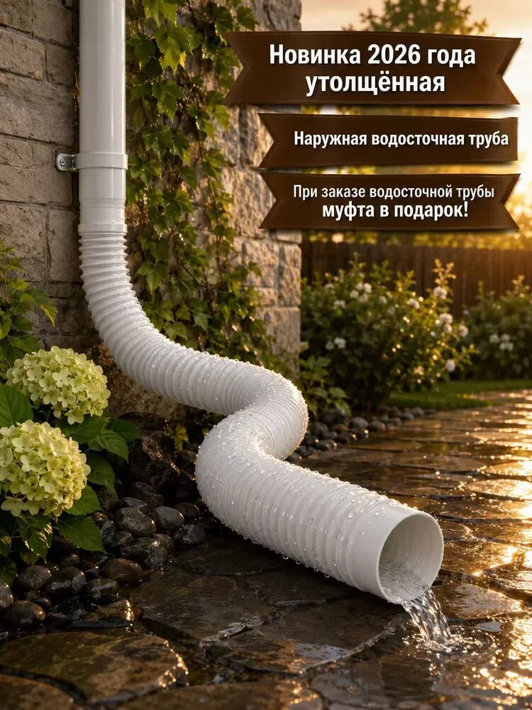 Tруба водосточная, Пластиковая круговой дренажная удлинительная труба,80mm,100mm_подходит для дренажа или удлинения гибких трубопроводных систем