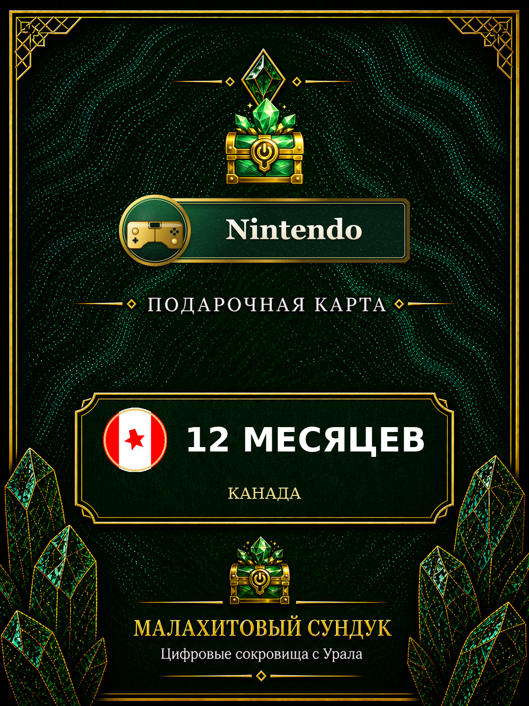 Подарочная карта Nintendo Switch Online на 12 месяцев подписки, Канада, Оригинальный код