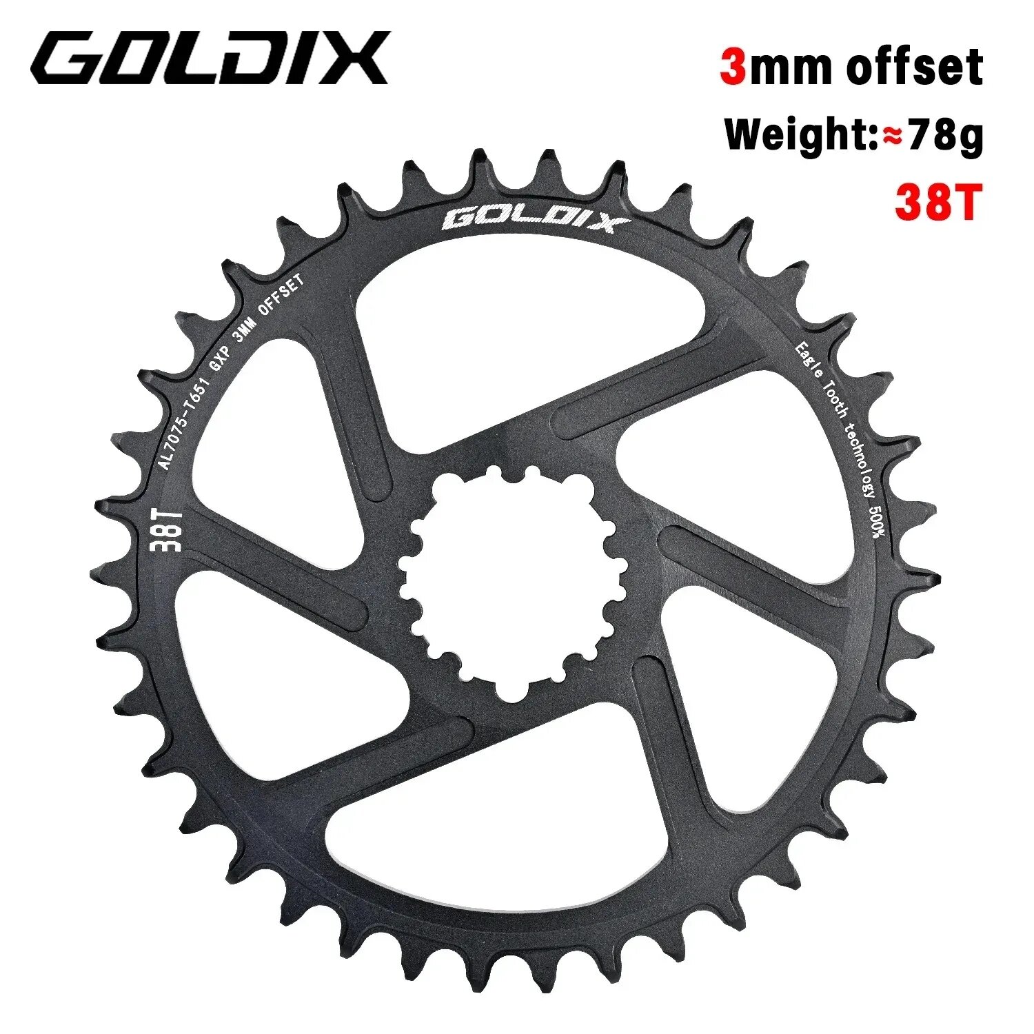 GOLDIX Велосипедная цепная звездочка MTB из алюминия 30-38 зубьев 11/12 скоростей
