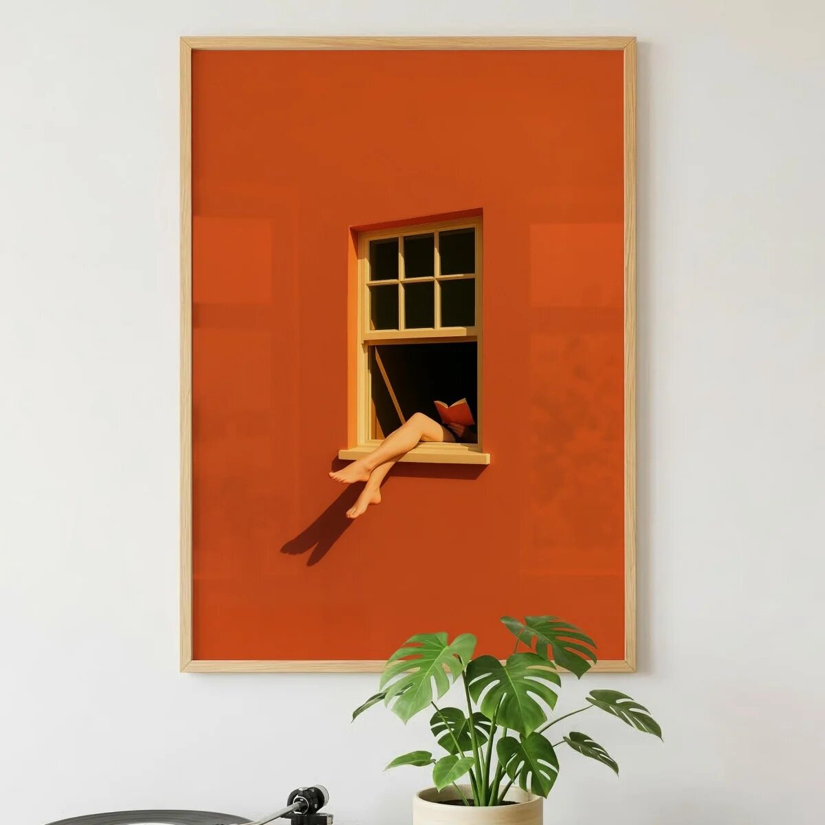 Постеры на холсте «Спокойное чтение у окна» Оранжевый, VA2986, 30x40cm unframed
