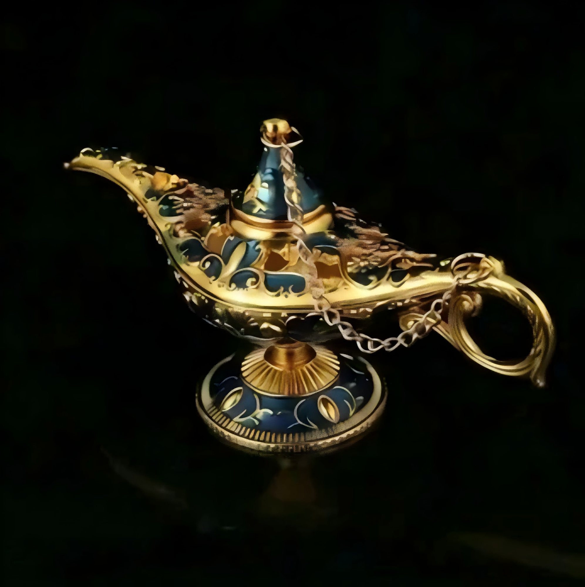 Бахурница, горелка, кадильница, лампа Алладина, Латунная лампа Алладина с узорной эмалью