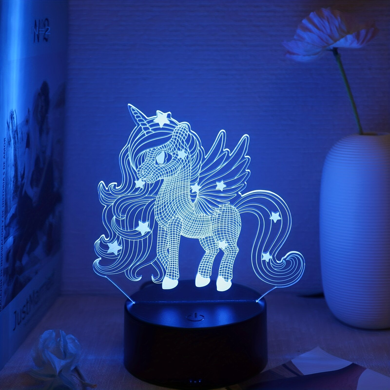 3D ночник-лошадь с сенсорным управлением, USB-питание, 7 цветов, креативный светильник на стол и в спальню