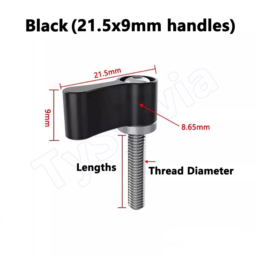 Винты L-образные алюминиевые регулируемые M4 M5 M6 M8 1/4" Черный, M6x1x25mm, Black 21.5x9 Handles