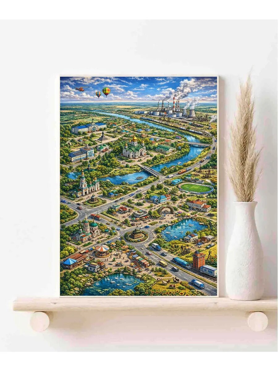 Сорочинск, Россия, Fantasy Map, Карта, Плакат 30x42см