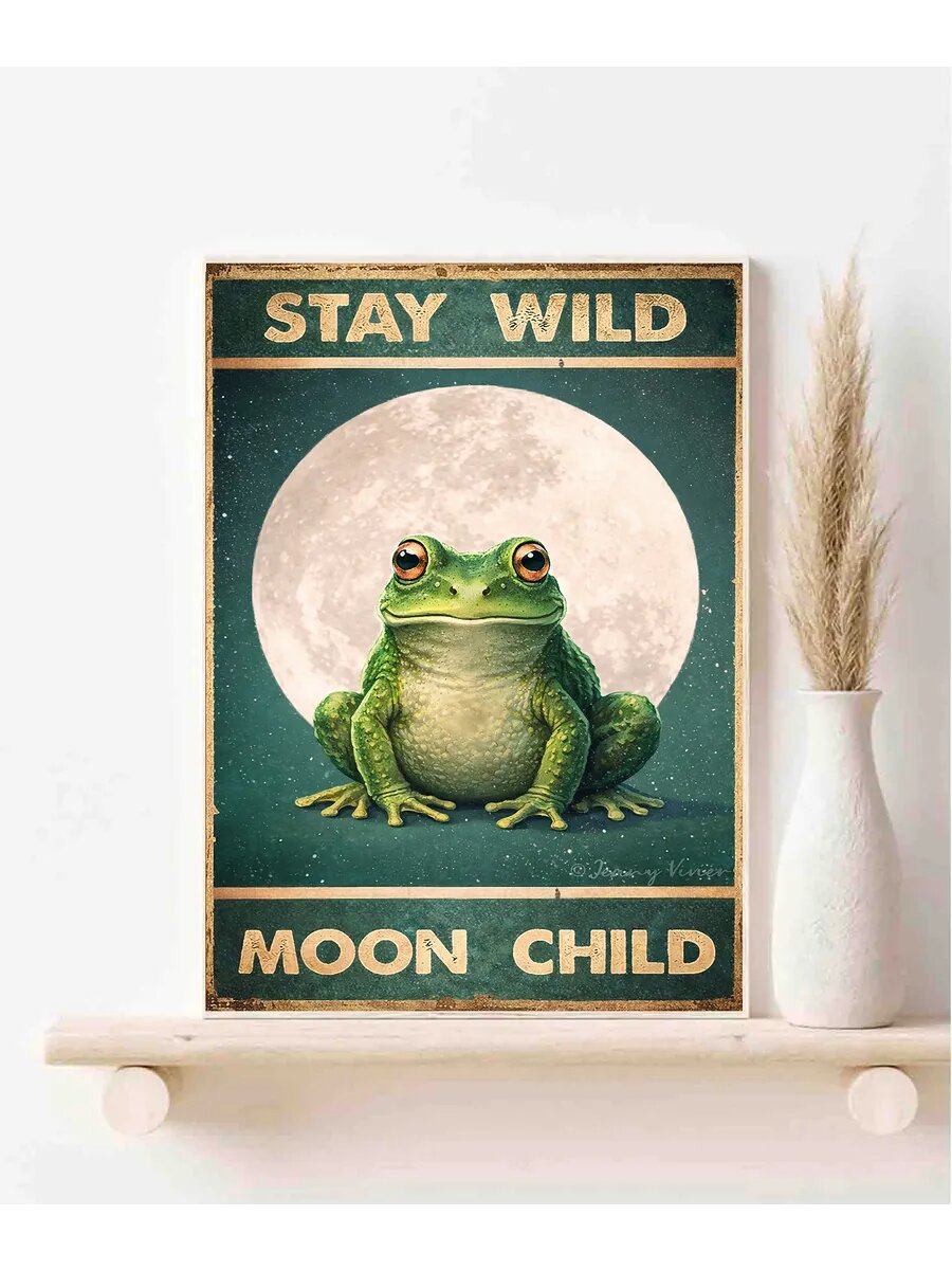 Лягушка, Stay Wild Moon Child, Плакат 30x42см