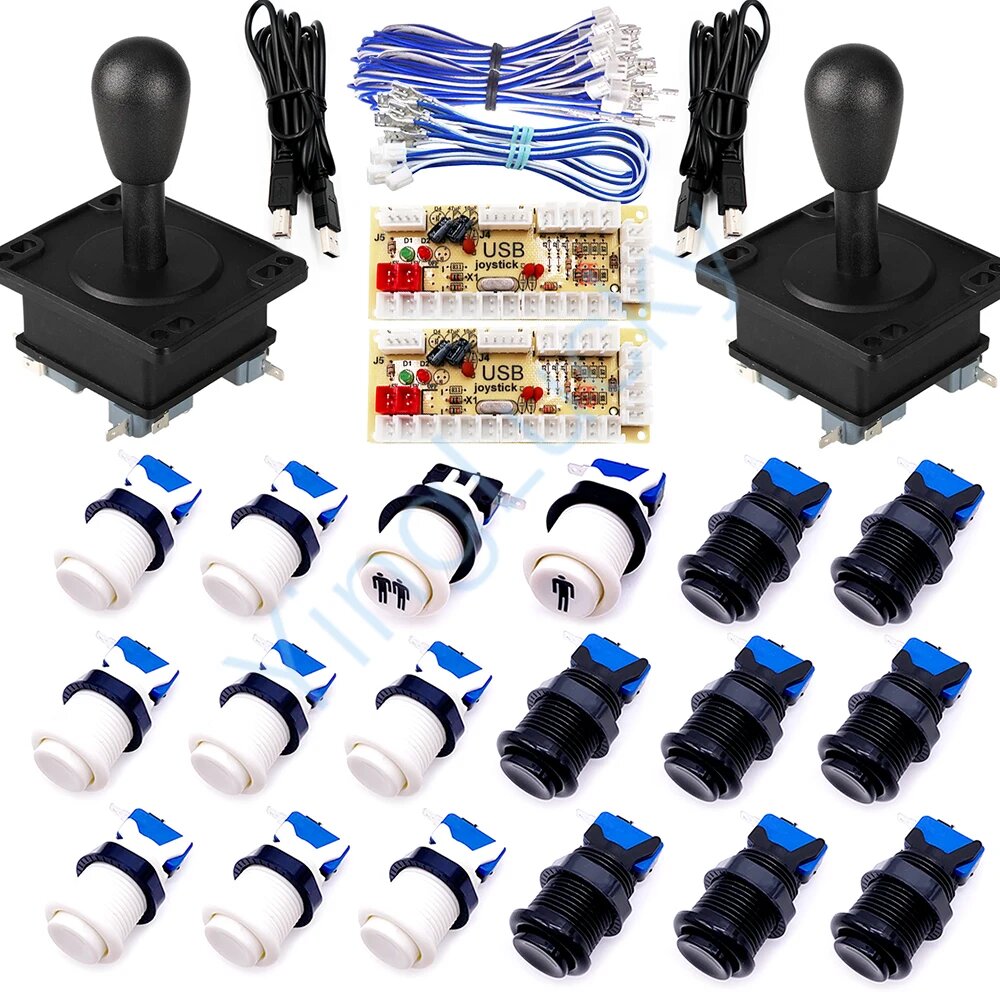 Аркадный набор джойстиков 2х игроков HAPP Черный, white--black