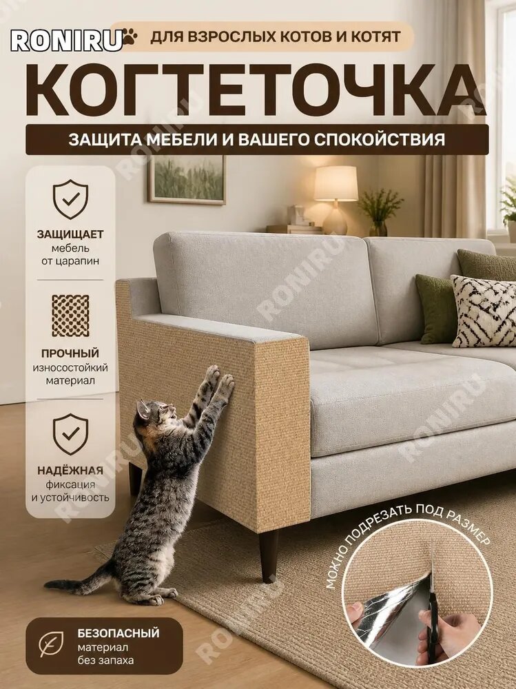 Когтеточка для кошек, вертикальная стойка-дерево, защита мебели, надёжная точилка для когтей, устойчивое основание, универсальный аксессуар для игры и точения, подходит для взрослых котов и котят
