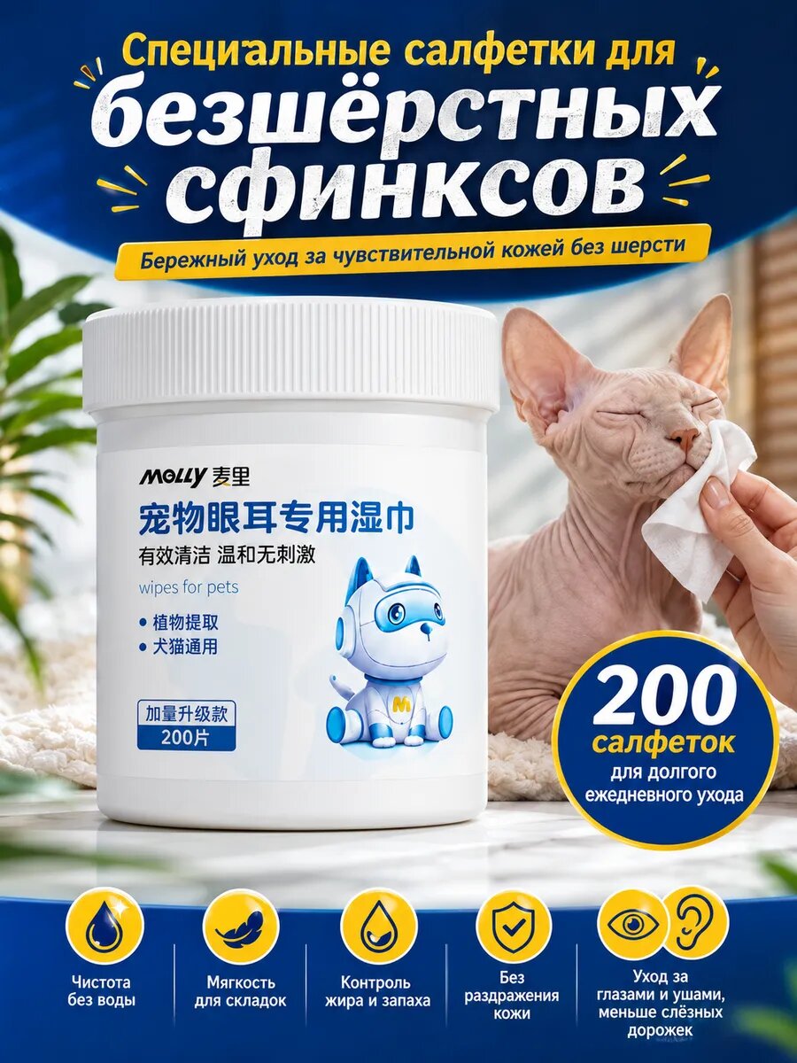 Салфетки для сфинксов влажные
