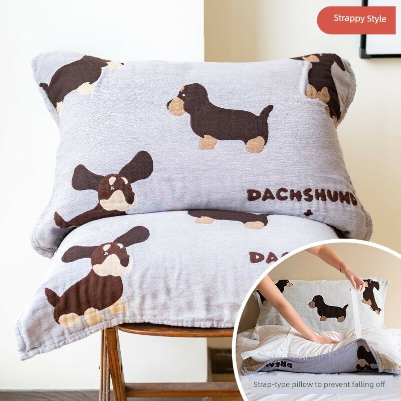 Dachs Dog Чистая хлопковая наволочка с ремешком для животных, комплект из двух штук, мягкая и дышащая ткань