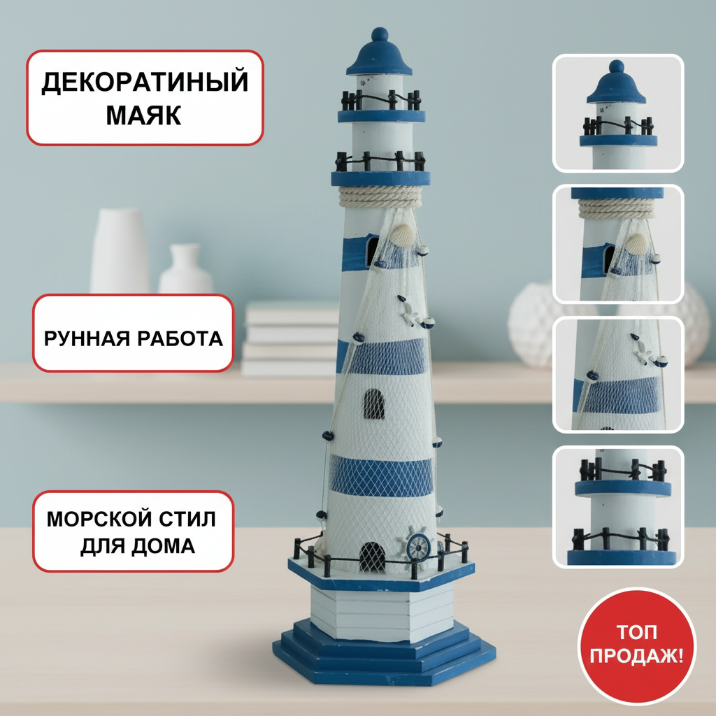 Модель маяка 57 5 см синяя пластик АБС декор интерьера 4892291551