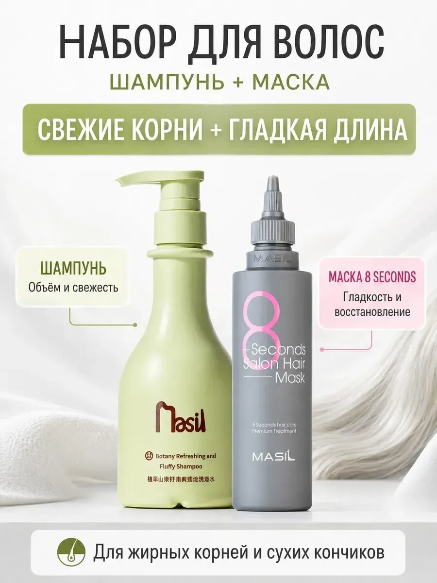 Шампунь для гладкости и восстановления волос MASIL, 300 мл