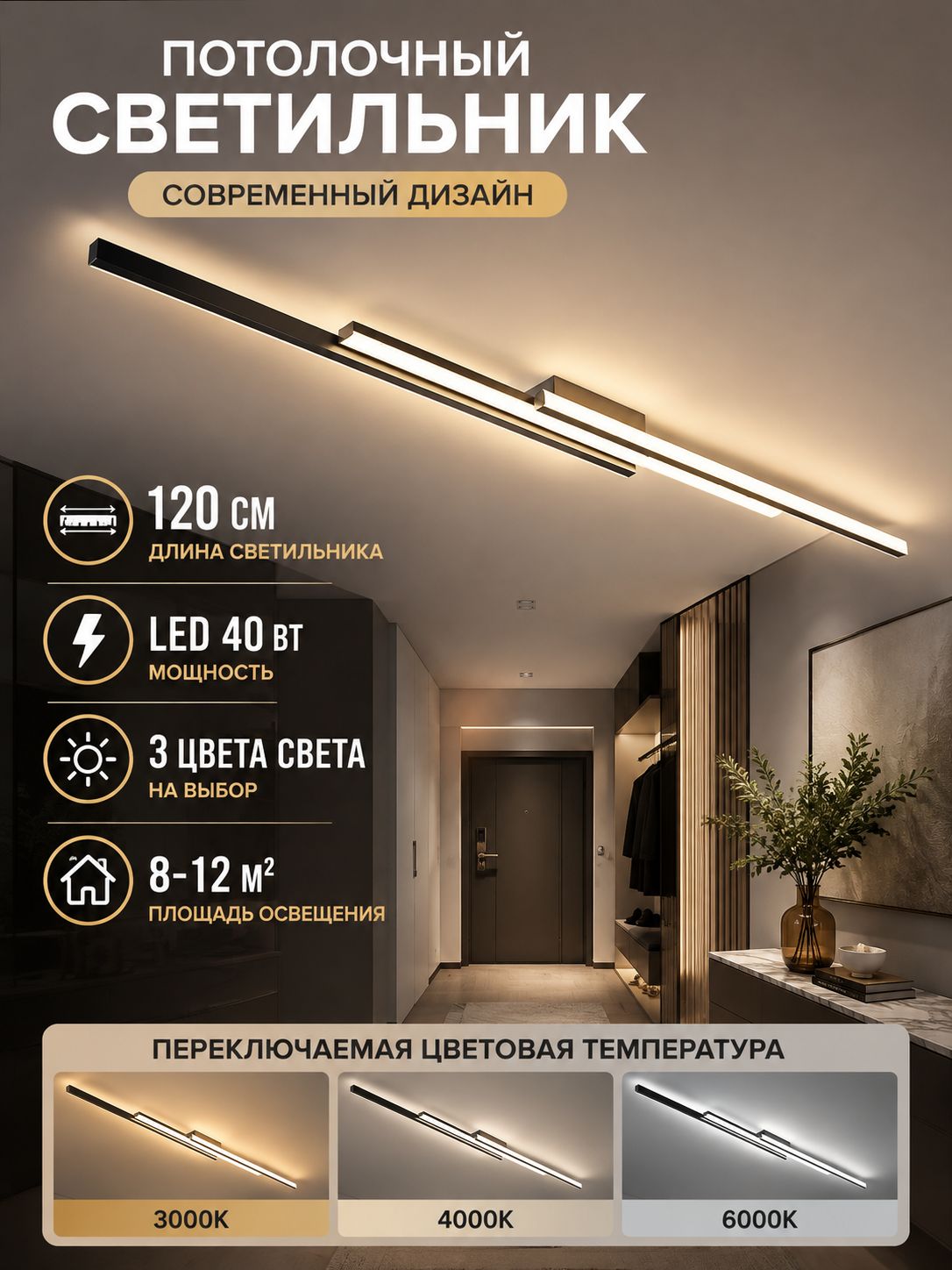 Люстра, LED, Артикул: 5675416456, Материал плафона: ПВХ, пластик, пенопласт, ткань