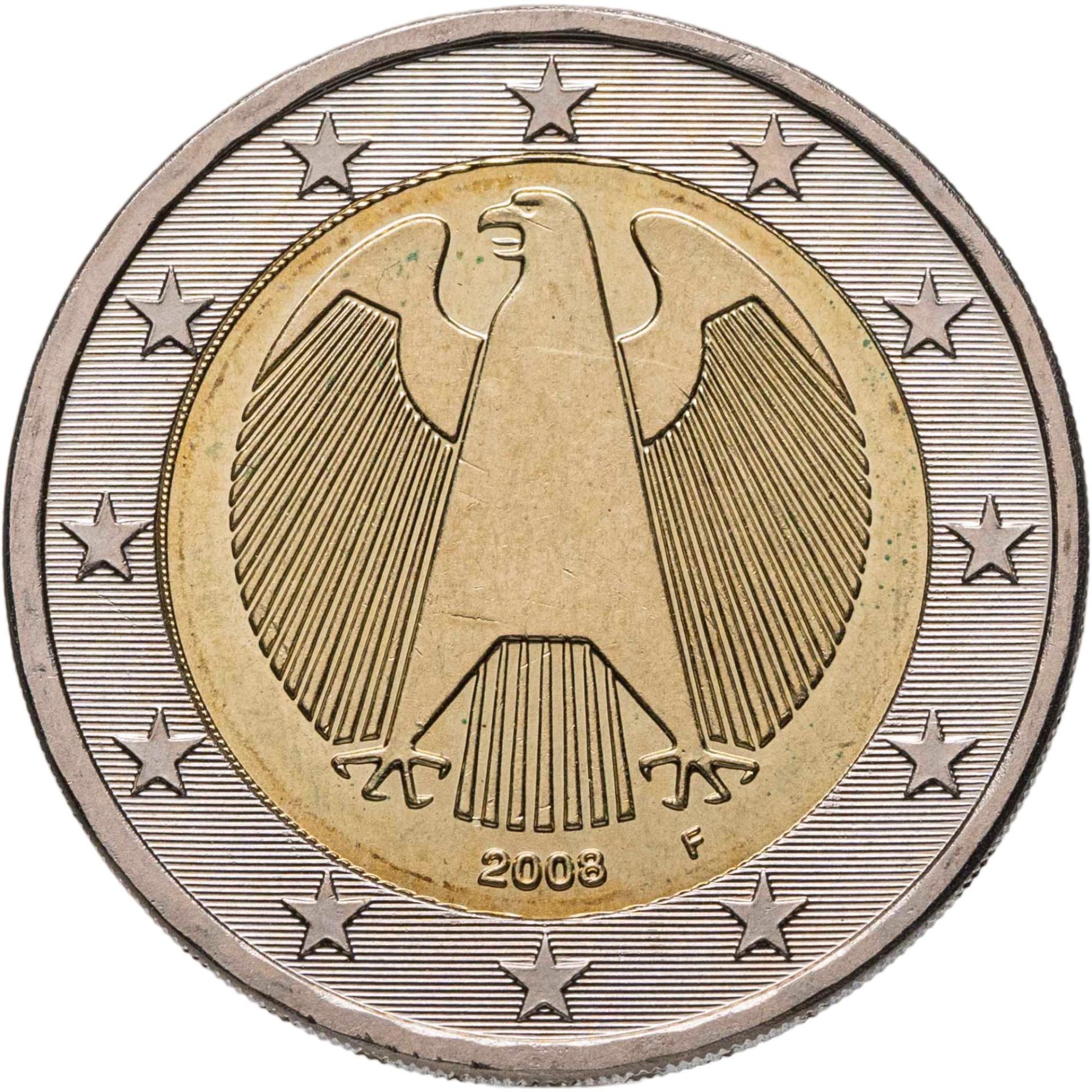 Германия 2 евро F 2008, Биметалл, в сохранности UNC