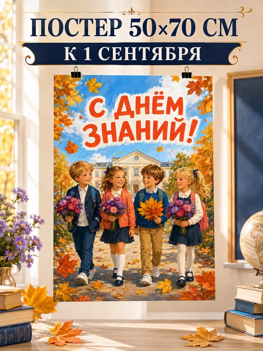 Постер на стену большой 50*70 1 сентября без рамки