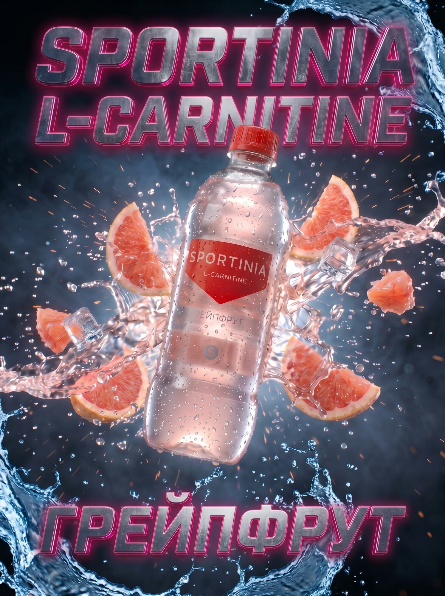 Спортивный напиток Sportinia L- Carnitin (Спортиния l-карнитин) Грейпфрут0,5л./3 бут.