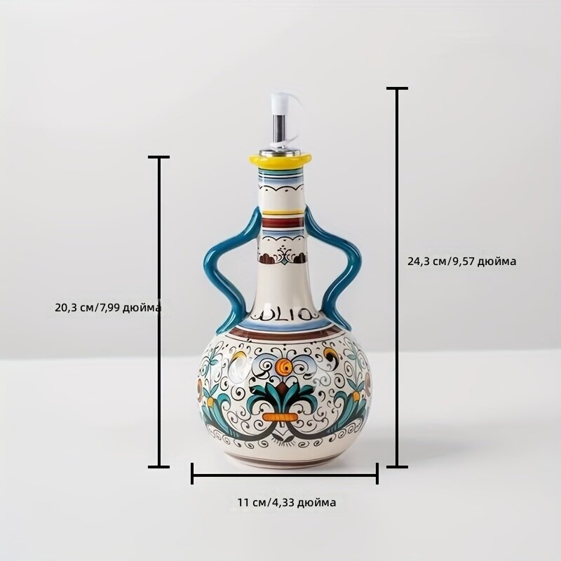 Керамическая масленка с двумя ручками, зеленый дизайн с цветочным узором и ручной росписью