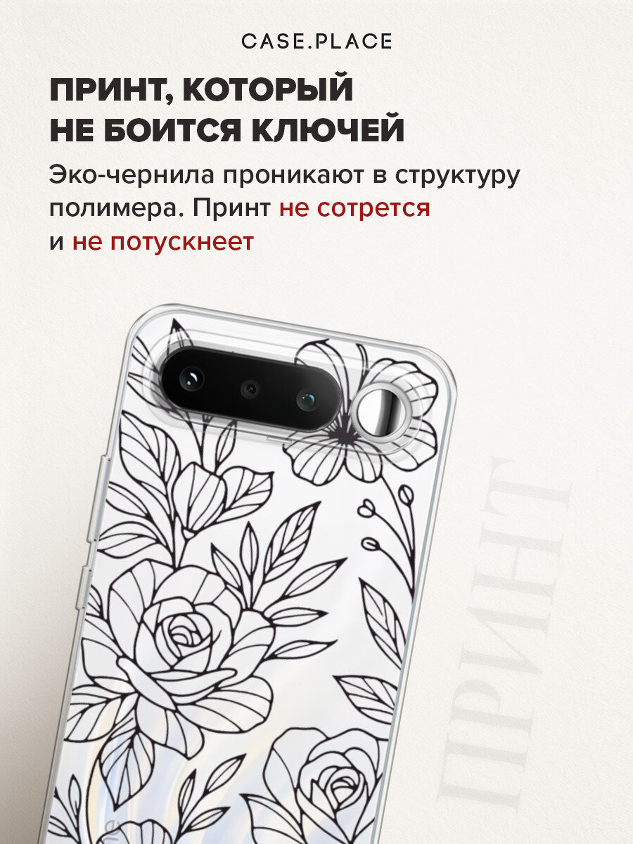 Силиконовый чехол на Realme 16 / Реалми 16 с принтом Графичные цветы — фото 1