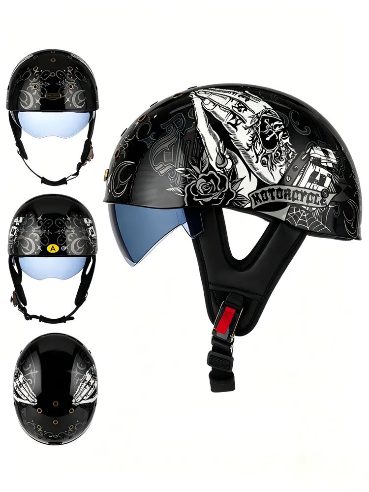 Ibkhelmets Мотошлем, цвет: черный, серебристый, размер: XXL