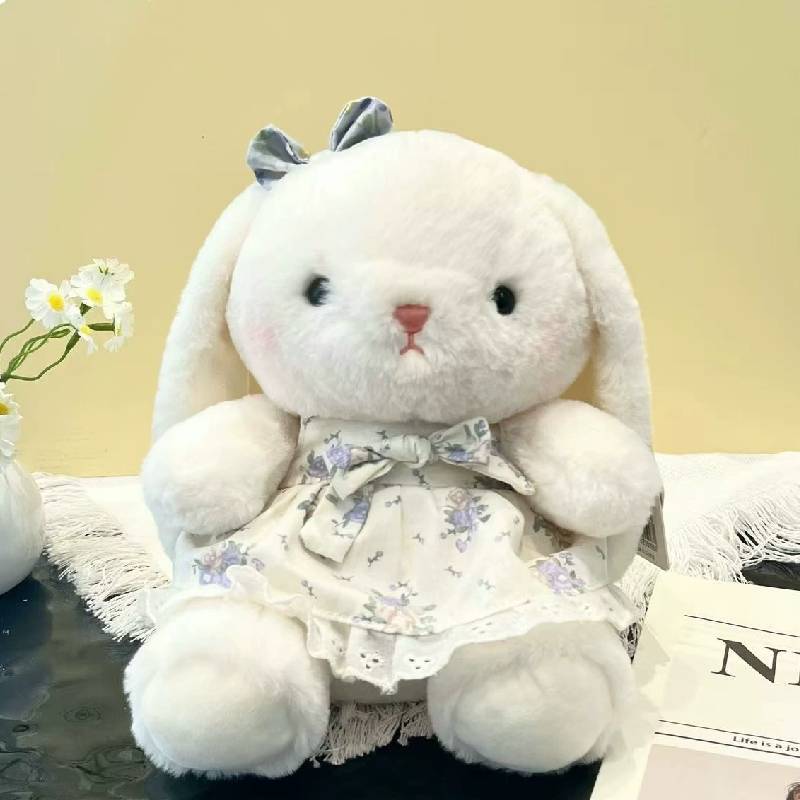 Игрушка мягкая кролик с коротким мягким плюшем для девочек подарок на ночь украшение бабочка платье
