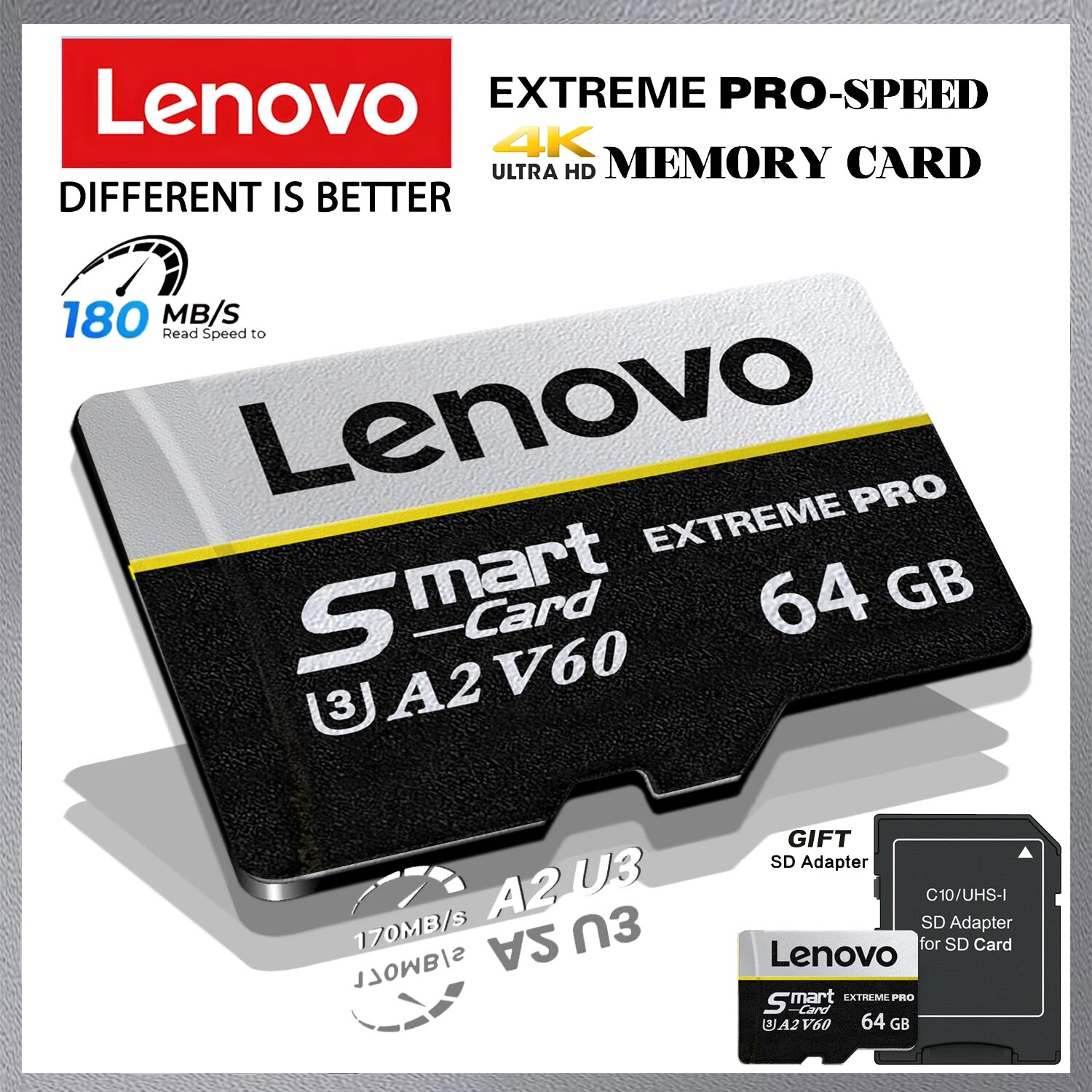 Карта памяти Lenovo Extreme Pro SD 128 ГБ 64 GB-Extreme White