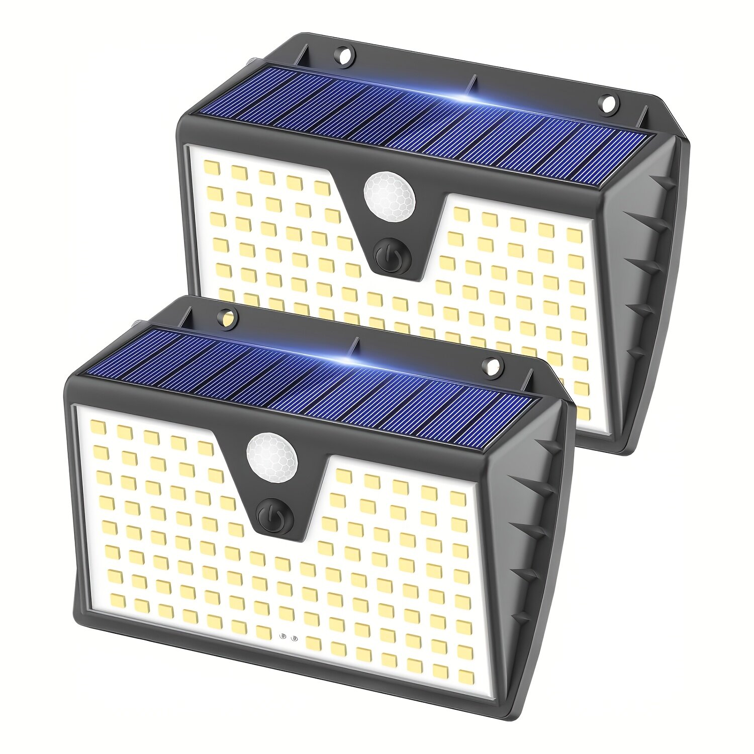 Интегрированный настенный светильник на солнечных батареях, 103 LED, датчик движения, IP65, автоматическое включение в темноте, комплект 2 шт, емкость 1200, для крыльца, сада и двора