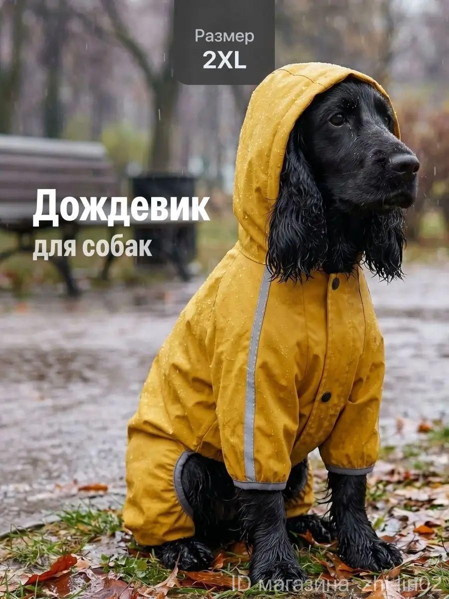 Дождевик комбинезон для собак мелких и средних пород , желтый, размер 2XL